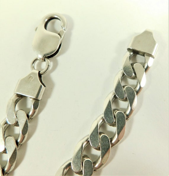 Heavy Chunky Solid Sterling Silver Curb Link Neck Cha… - Gem