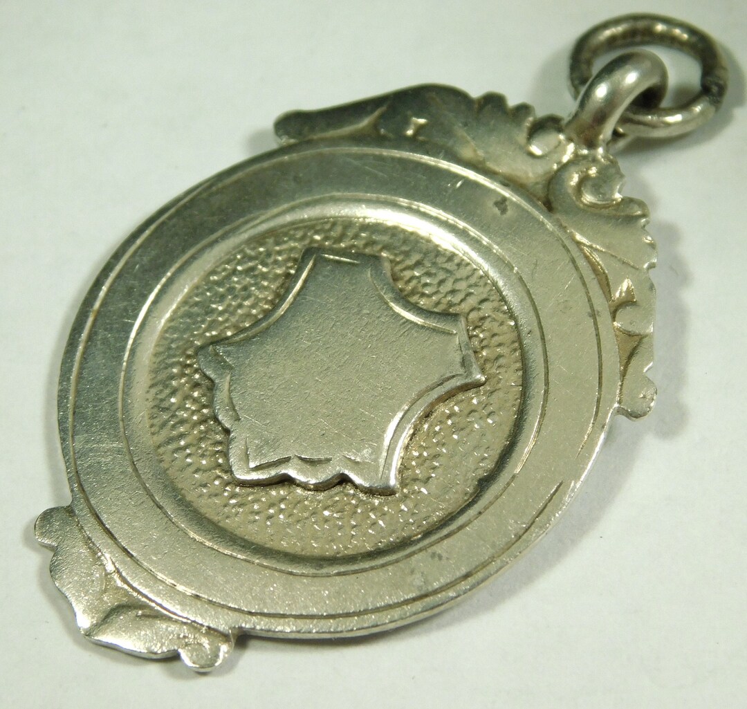 Vintage Blank Solid Silver Pocket Watch Fob Medal 1944 by R Pringle ...