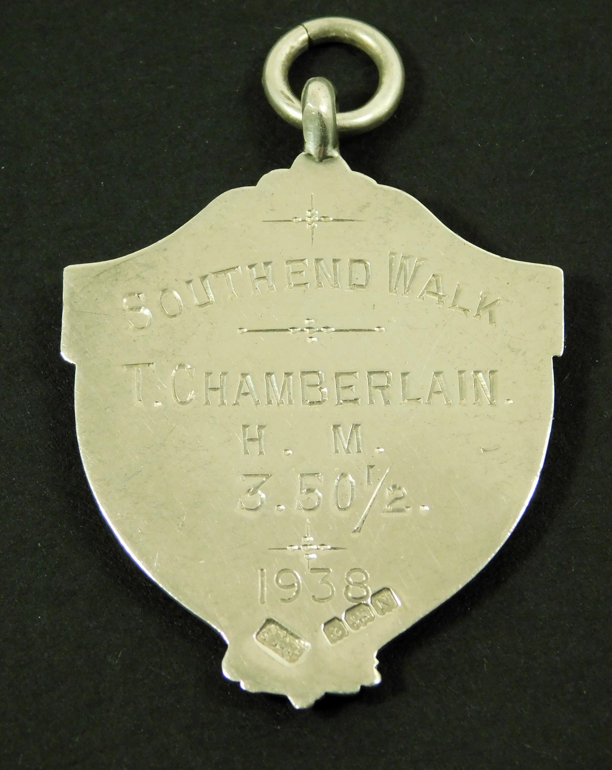 Vintage Sterling Silver Pocket Watch Chain Fob Medal Fenton 1938 ...