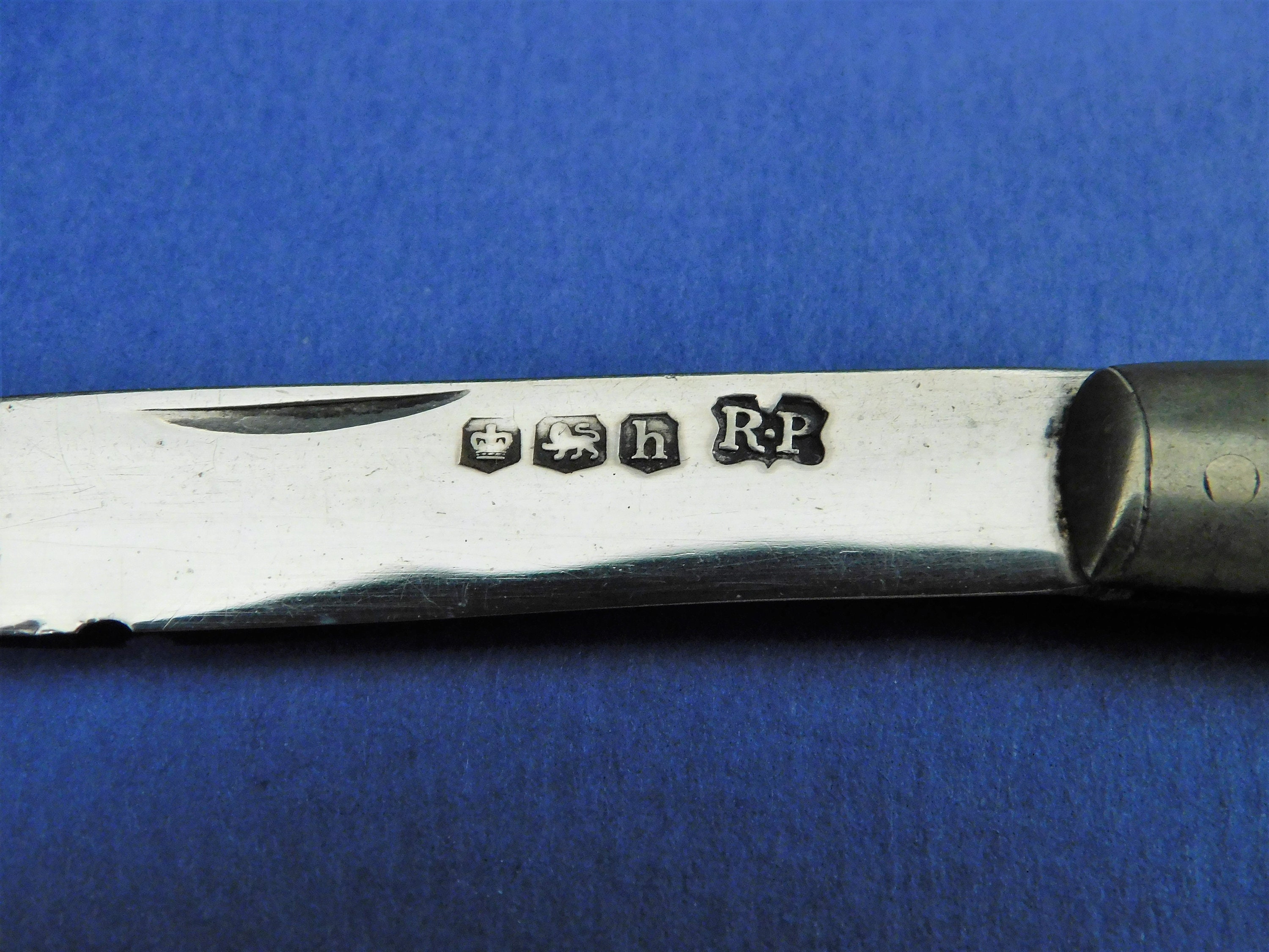 Vintage Solid Silver Blade and Mother of Pearl Folding Fruit Penknife ...