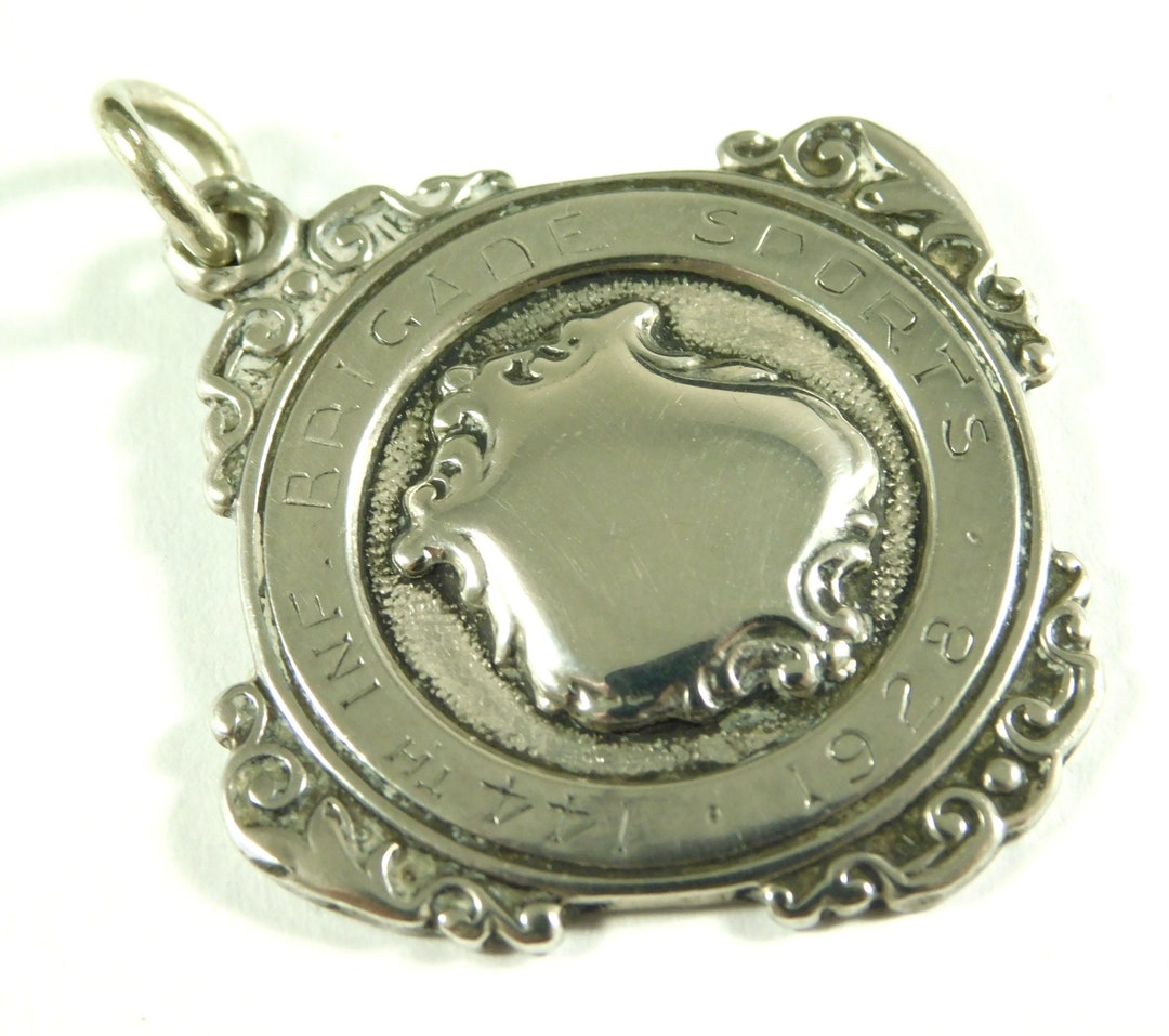 Solid Sterling Silver Military Pocket Watch Chain Fob Medal 144th ...