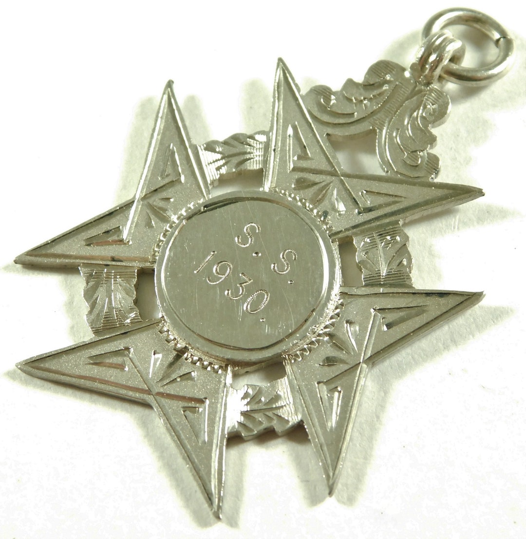 Vintage Solid Silver Albert Chain Fob Medal by C Usher - Ten Lengths ...