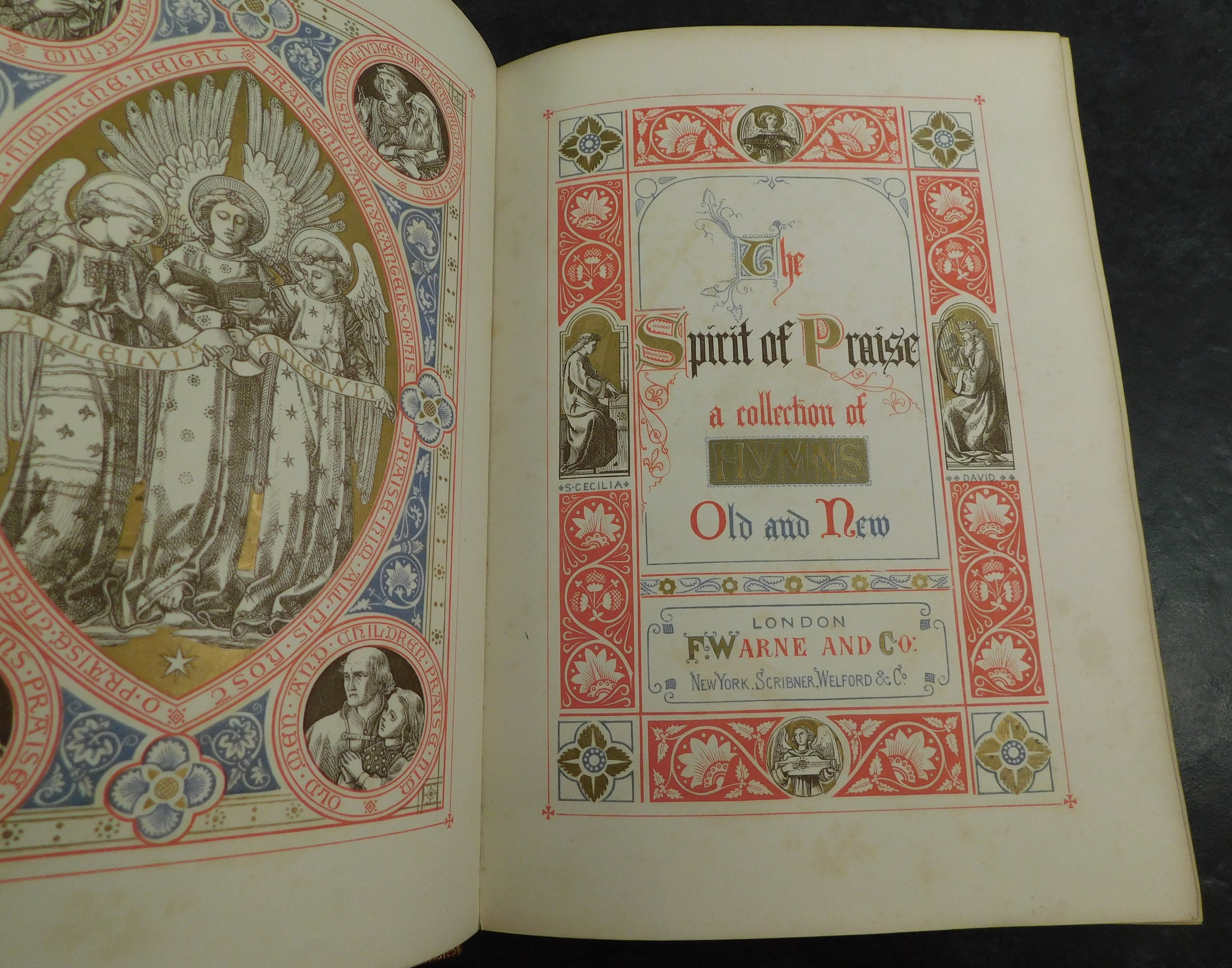 Antique Victorian Book Leather Binding the Spirit of Praise Illustrated ...
