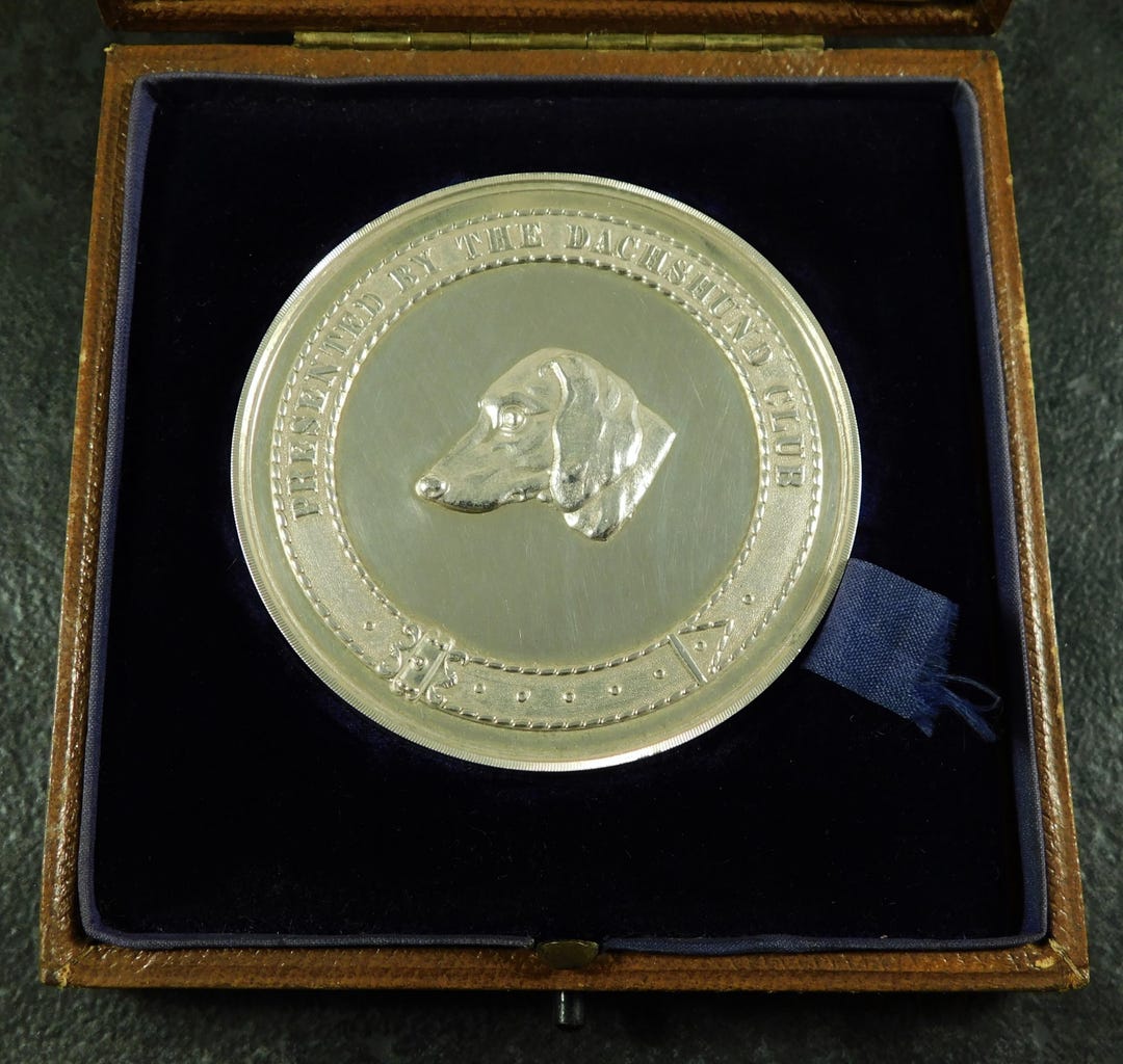 Antique Edwardian Dachshund Club 1908 Best in Show Dog Silver Prize ...