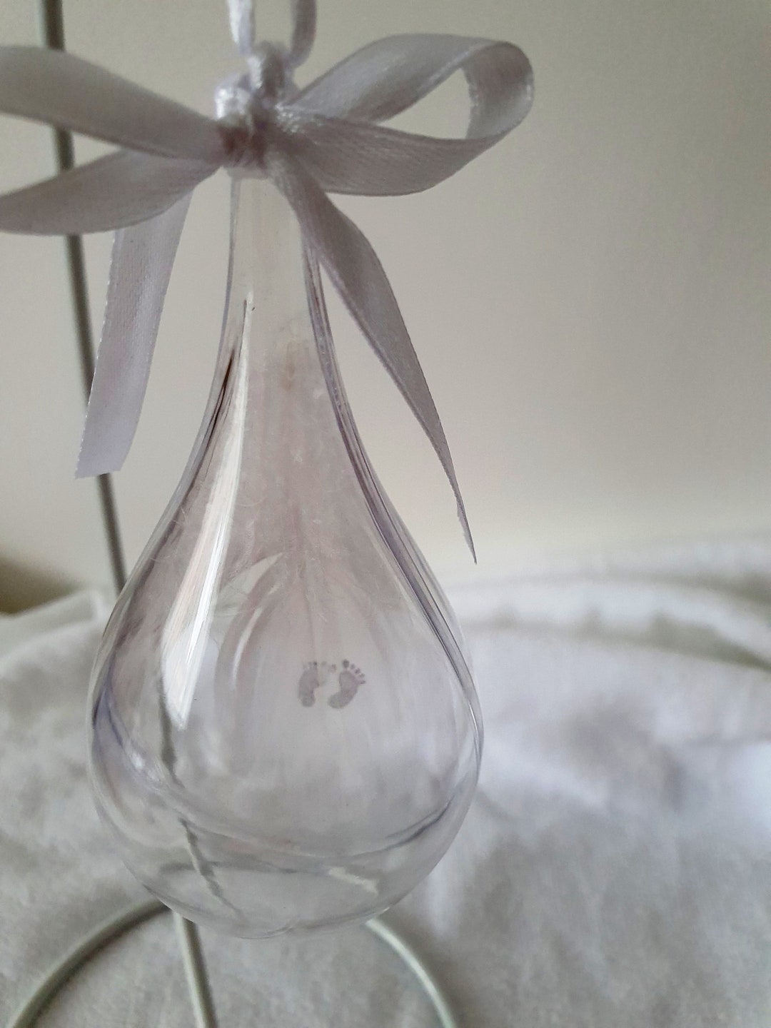 Handmade Teardrop Feathers Memorial Bauble Baby Loss, Baby Feet - Etsy