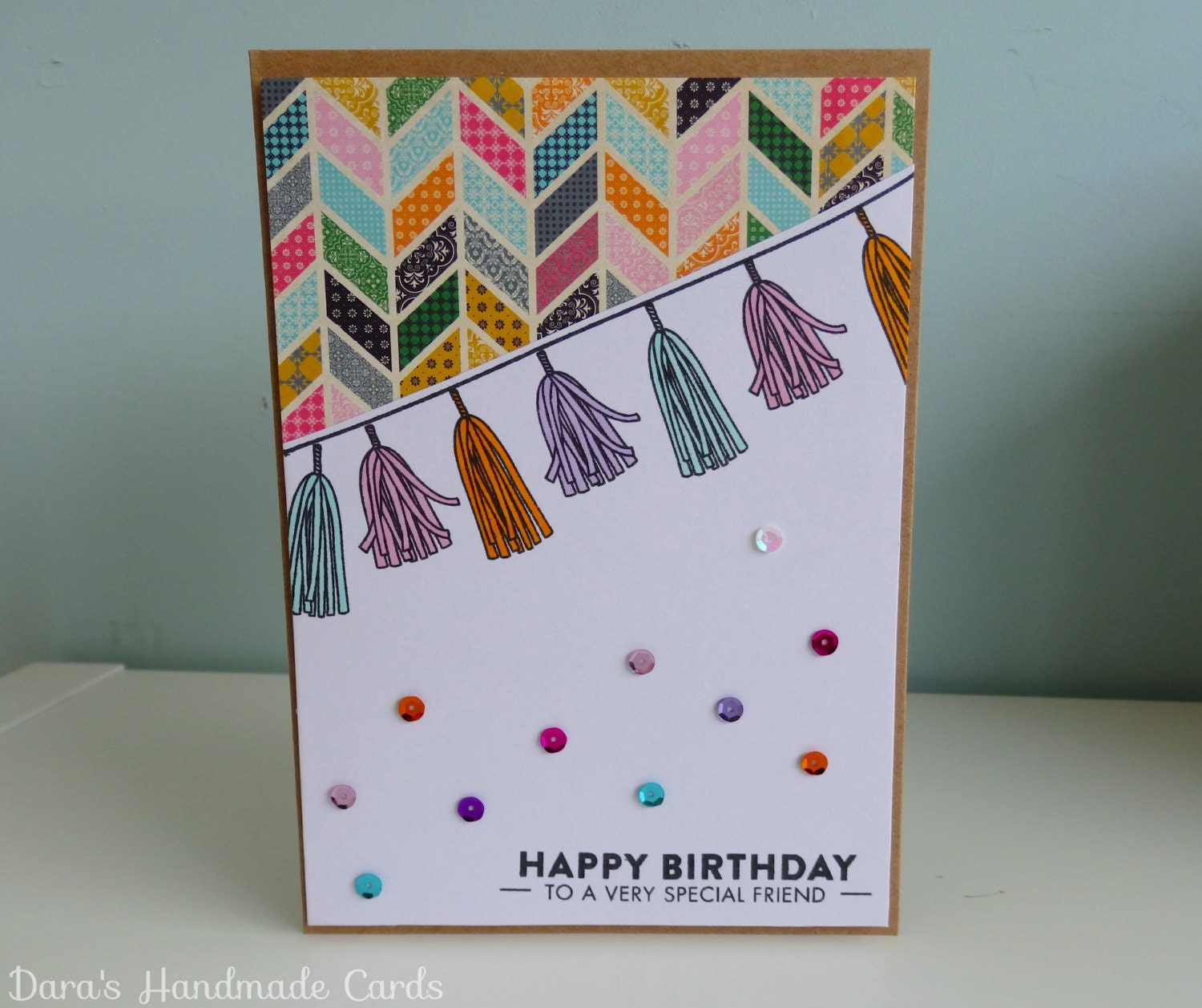 Handmade Tassels & Sequins Birthday card-Personalised Any | Etsy