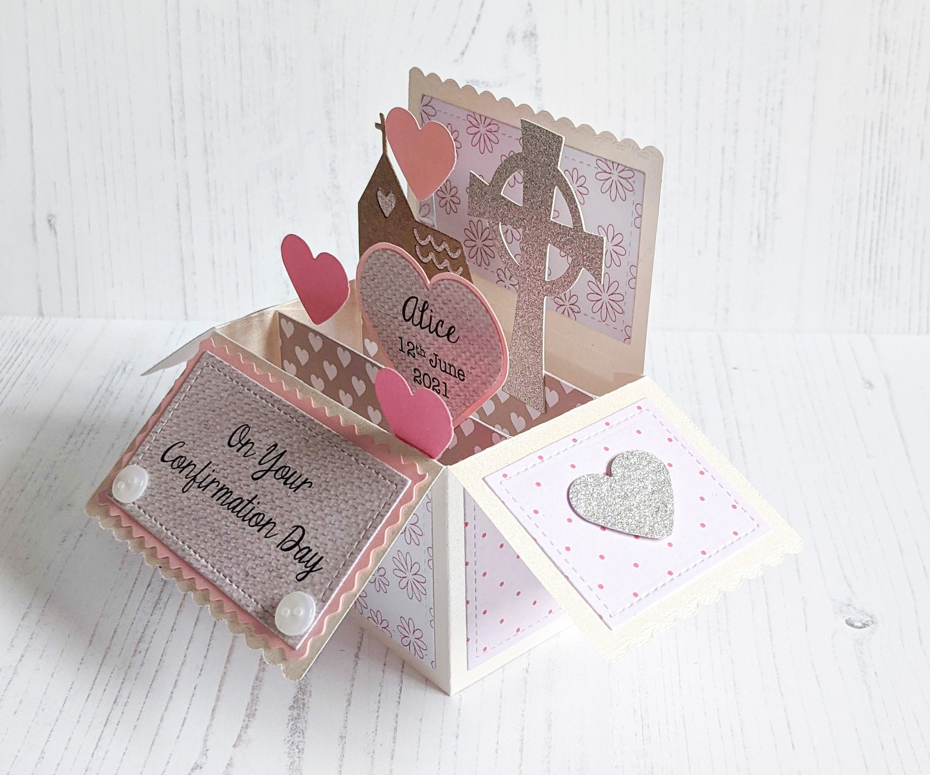 Handmade Pink First Communion/confirmation Pop up Box Card ...