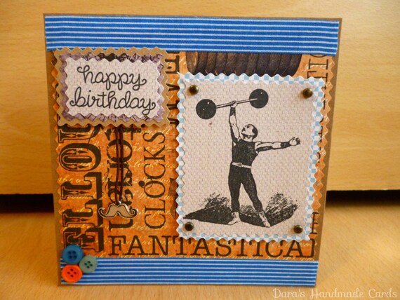 Handmade Strongman Birthday Card Men/boys Personalised for | Etsy