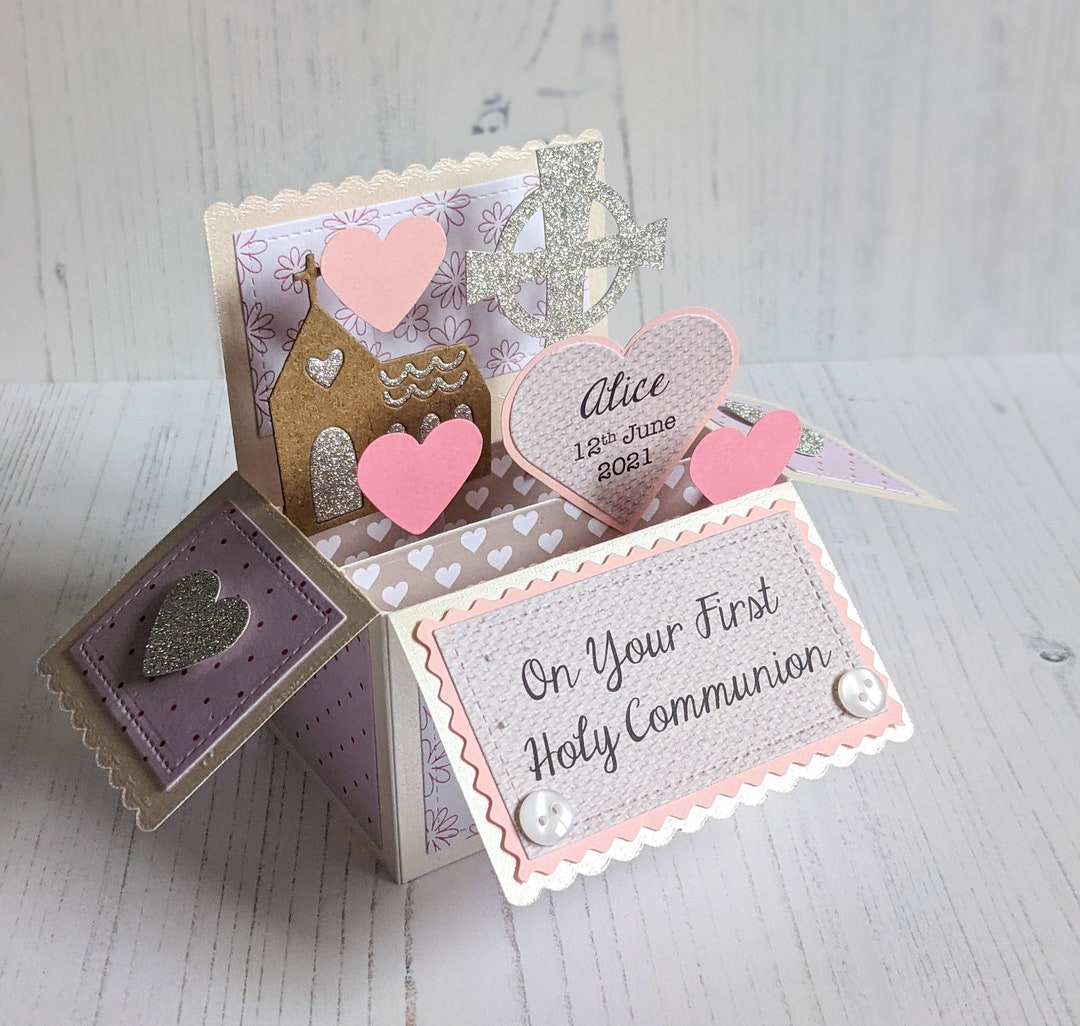 Handmade Pink First Communion/confirmation Pop up Box Card ...