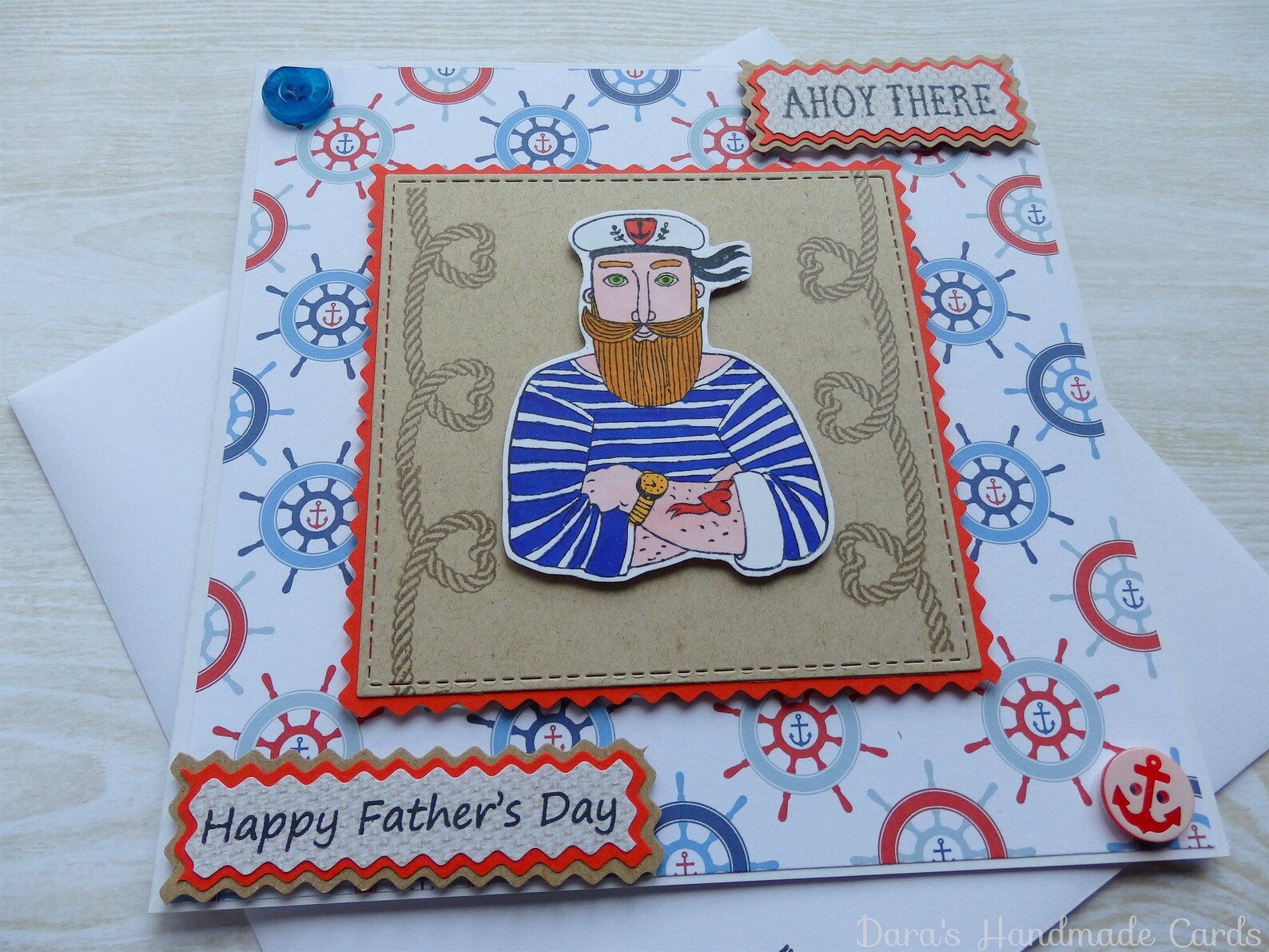 Handmade Nautical Sailor Birthday Card for Him, Personalised, for Any ...