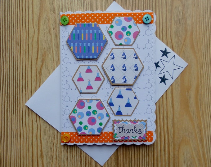 Handmade Science Themed Card, Birthday, Thank You, Teacher ...