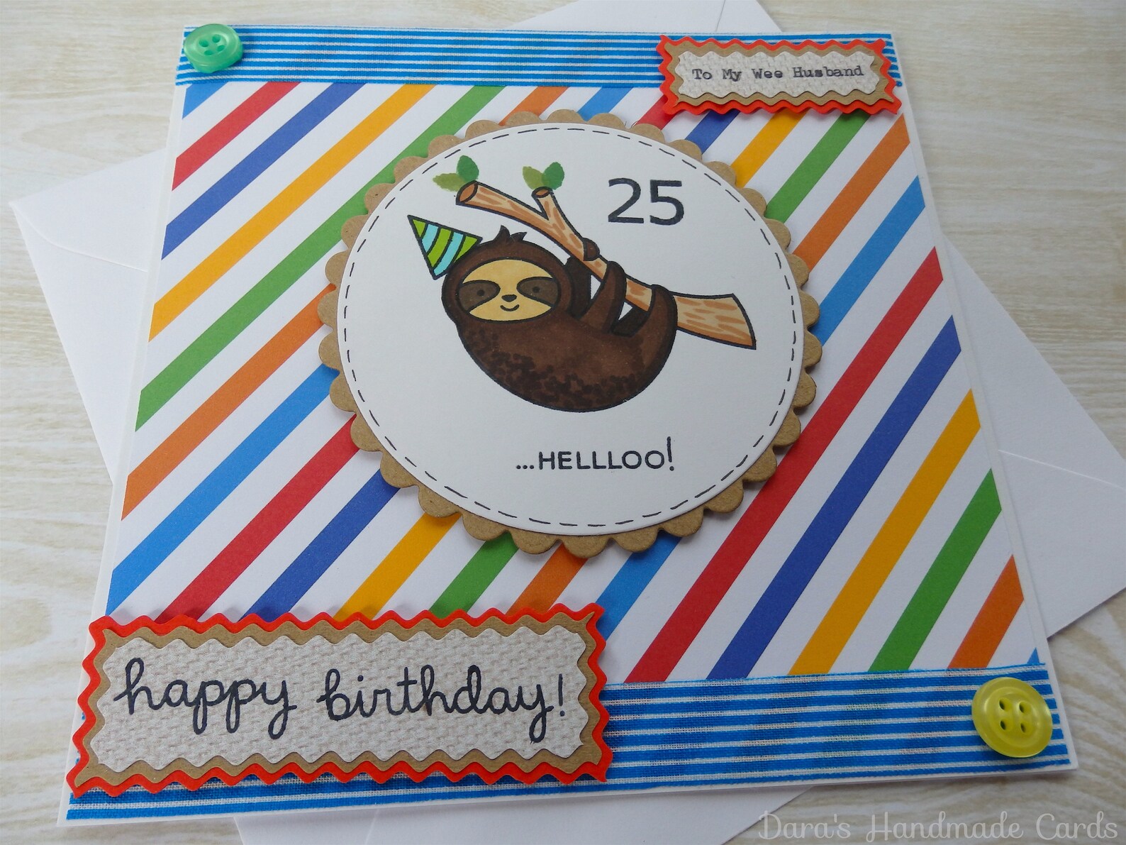 Handmade Sloth Birthday Card for Him, Personalised, for Any Occasion ...