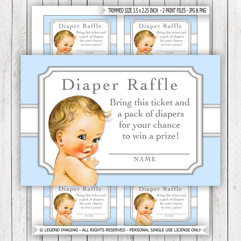 Boys Diaper Raffle Ticket Blonde Boy Blue Diaper Raffle | Etsy