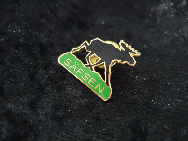 Vintage Moose Pin, Original Säfsen Ski Resort Pin, Promotion Badge 1970 ...