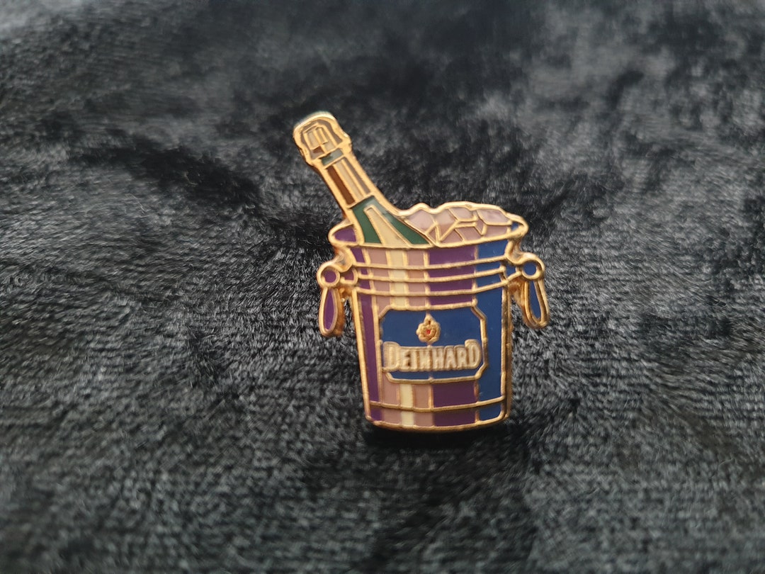 Champagne Pin, Ice Bucket With Champagne Bottle, Vintage Logo Pin ...