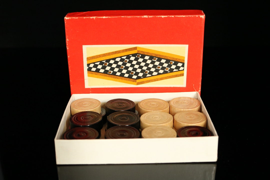 Table Game, Collectible Toy, Vintage Wooden Checkers Game, Draughts ...