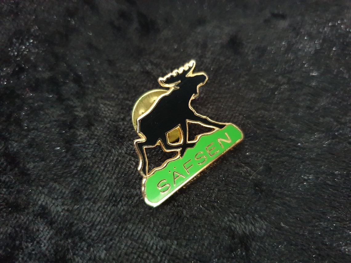 Vintage Moose Pin, Original Säfsen Ski Resort Pin, Promotion Badge 1970 ...