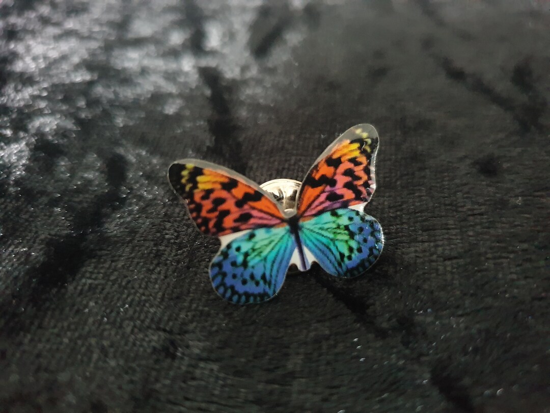 Butterfly Pin, Vintage Enamel Badge, Butterfly Pinback Button for ...