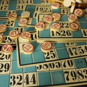 Antique LOTTO Table Game, in Collectible Condition, With 12 Boards and ...