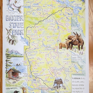 Baxter State Park Illustrated Map Print, 18x24 Inches - Etsy