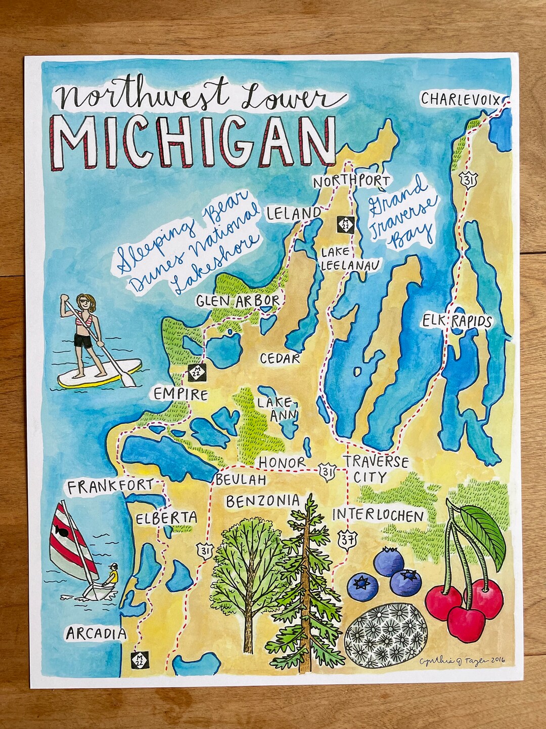 Northwest Lower Michigan Map Print, 11 X 14 Inches - Etsy