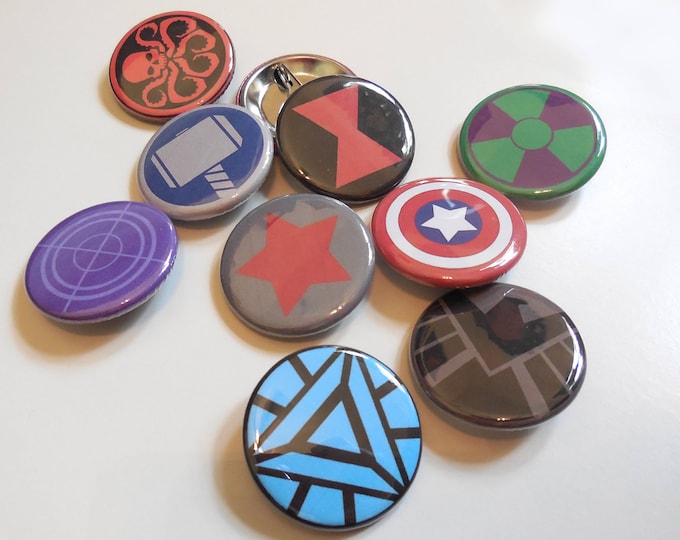 Avengers Marvel Pin Back Buttons Badges - Etsy