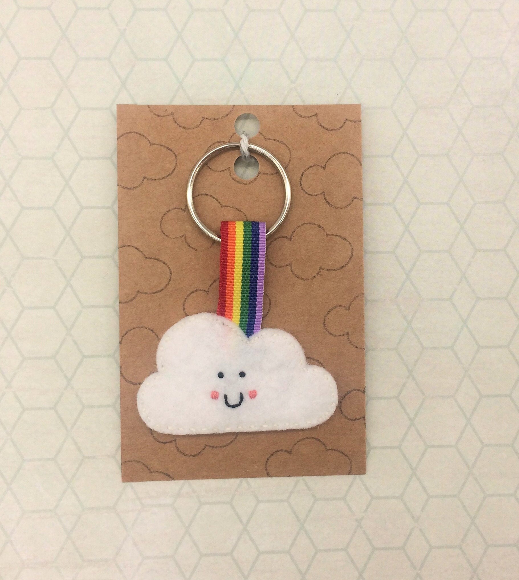 Cloud Keyring Felt Cloud Keyring Rainbow Keyring Kawaii - Etsy UK