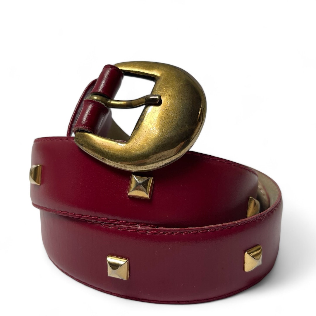 Ceinture Pyramidale à Clous, Cuir Bordeaux, Georges Rech - Etsy