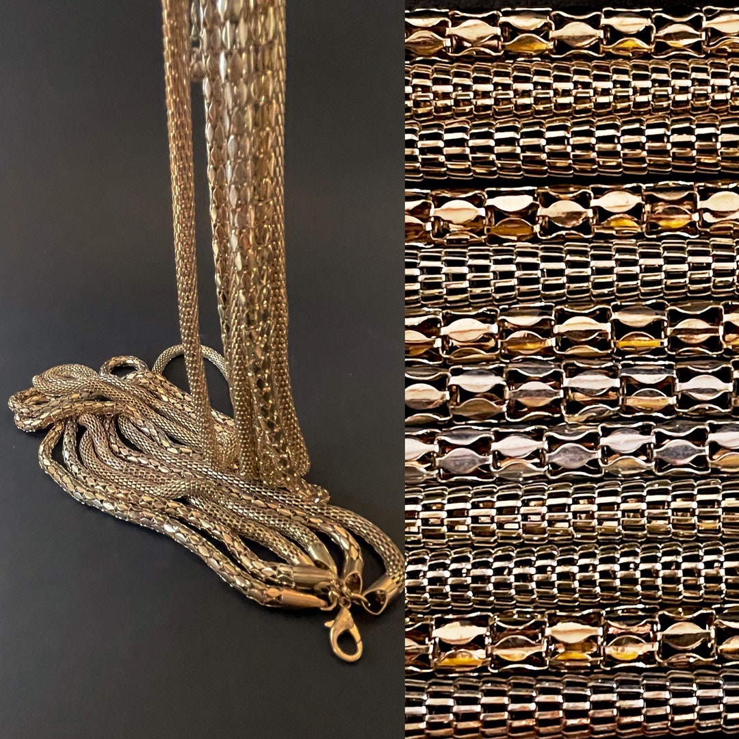 Vintage Disco Multi-strand Gold Mesh Chain Necklace - Etsy