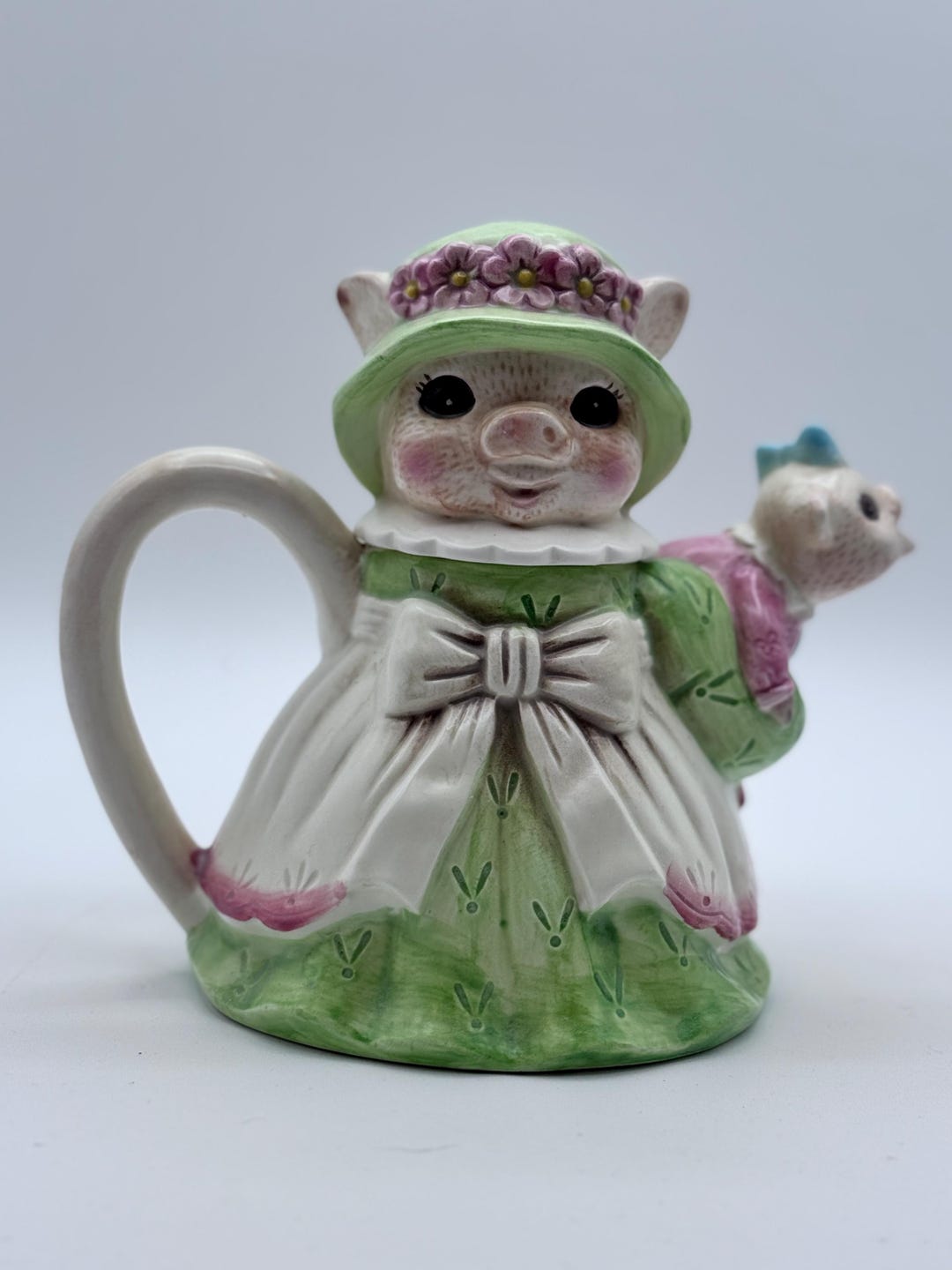 Vintage Takahashi Pig Figural Teapot Holding Baby Piglet / Pig, Cottage ...
