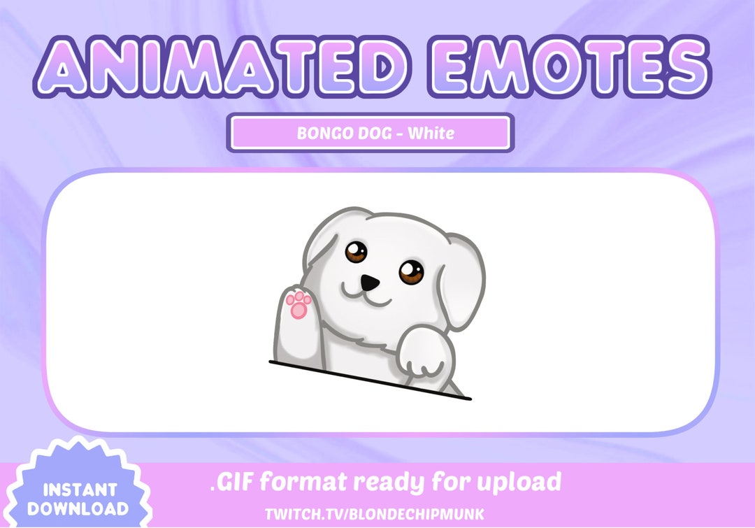 White ANIMATED Bongo Dog Samoyed Emote Twitch Youtube - Etsy