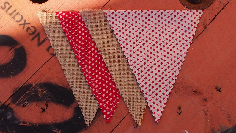 Rustic Burlap and Cotton Christmas Bunting With Stars. Hanging - Etsy ...