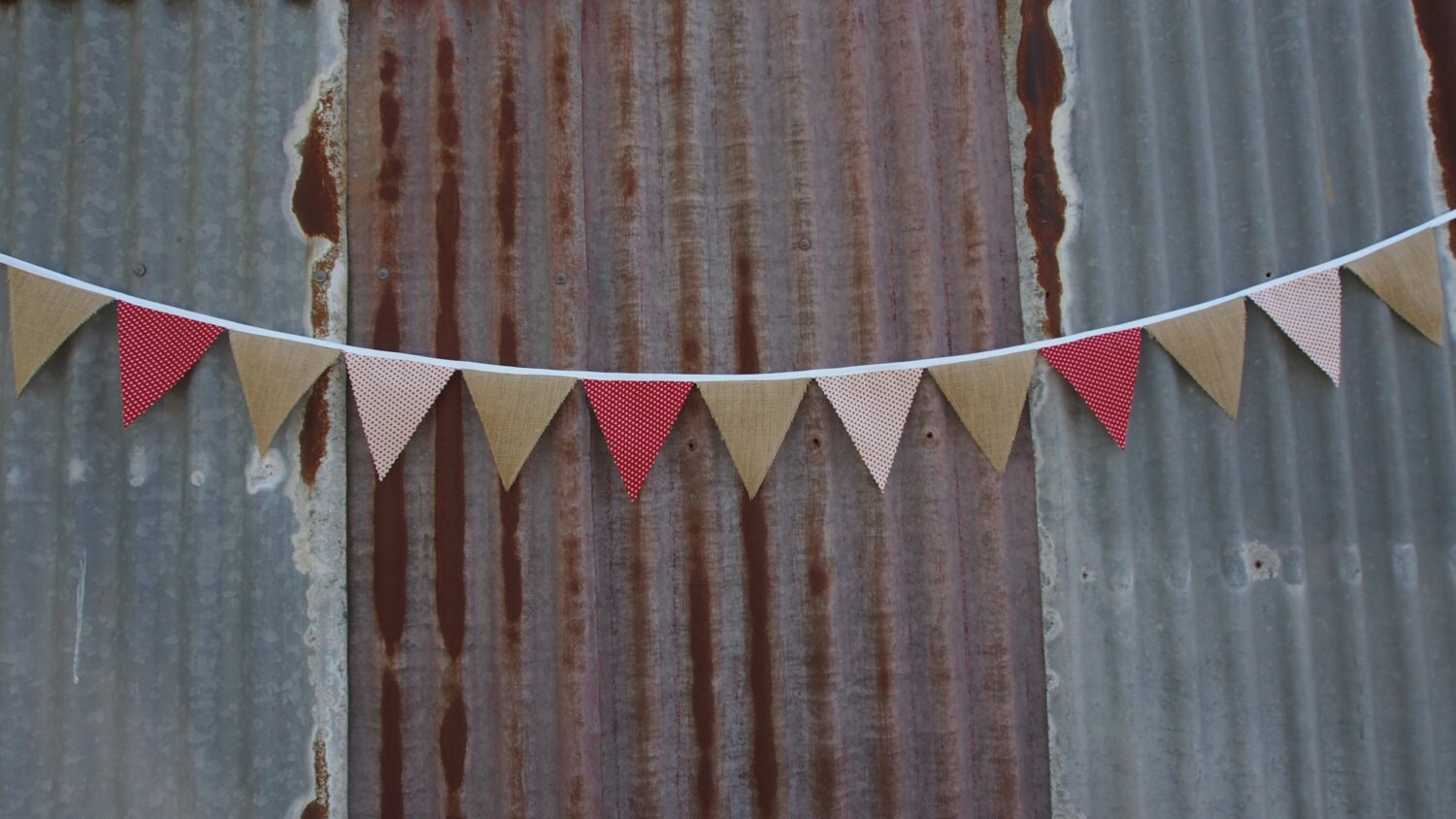 Rustic Burlap and Cotton Christmas Bunting With Stars. Hanging - Etsy ...