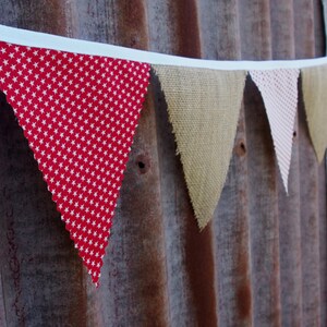 Rustic Burlap and Cotton Christmas Bunting With Stars. Hanging - Etsy ...