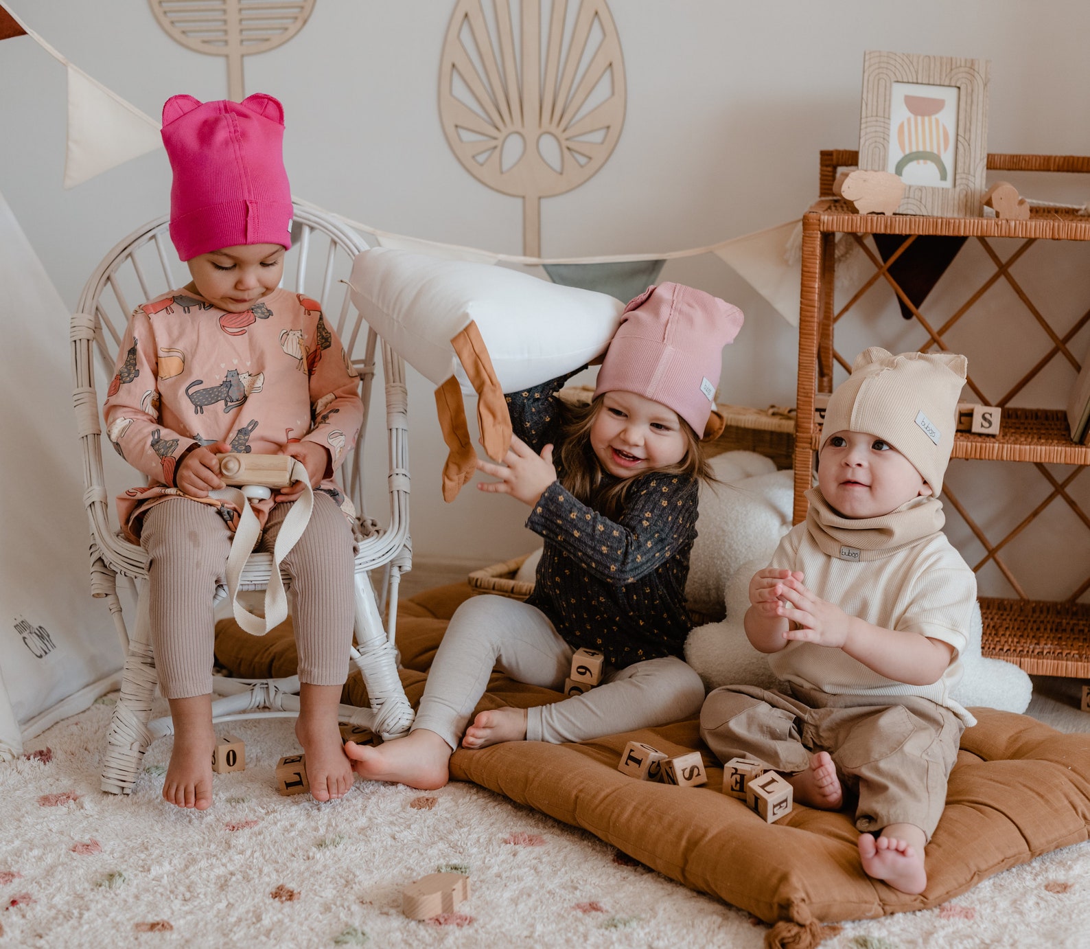 Kids Beanie and Snood Scarf Set for Spring, Baby Cotton Hat and Scarf ...