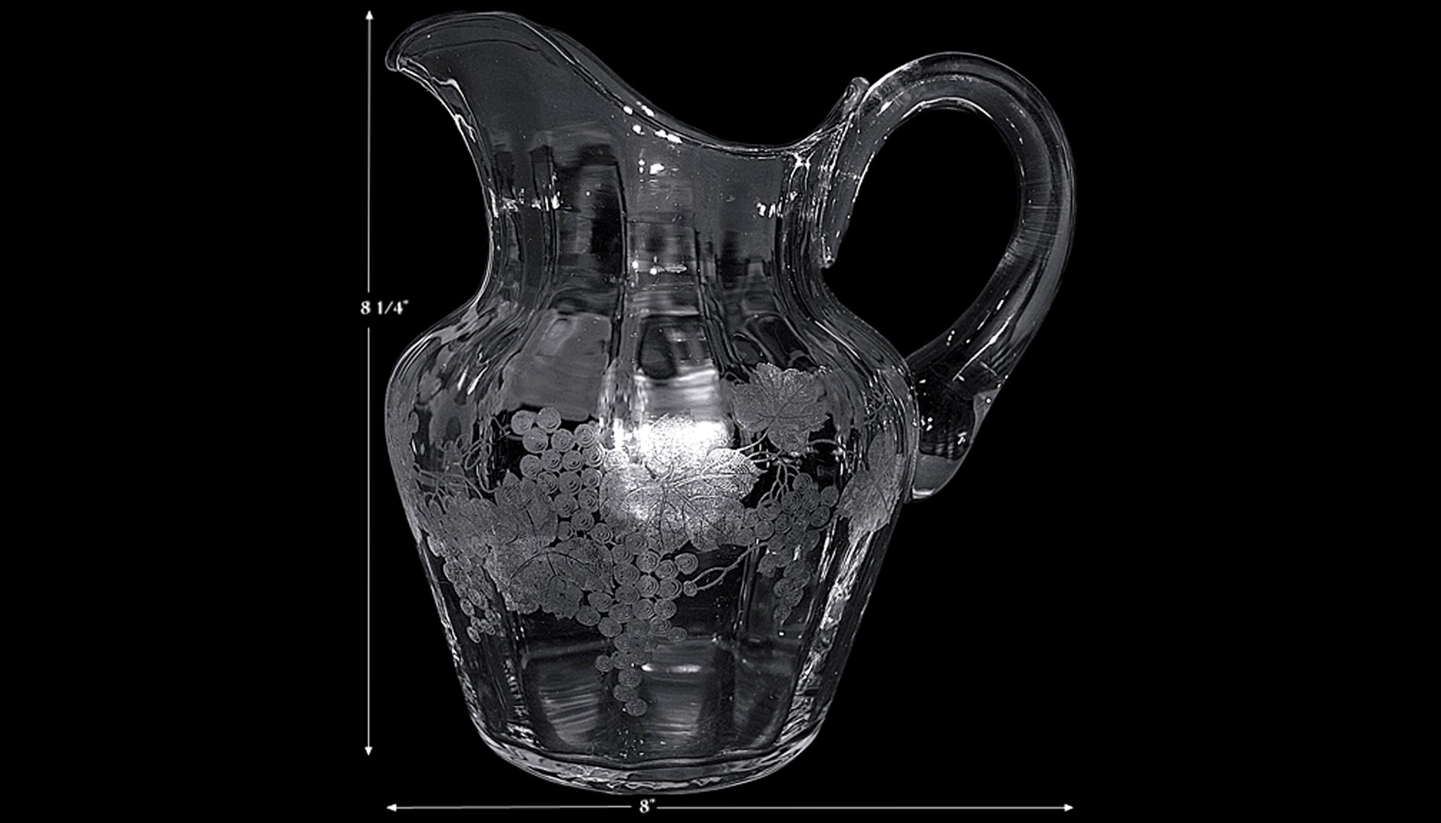 Fry Art Glass Grape Etch #2 Early Pitcher / Jug - Etsy