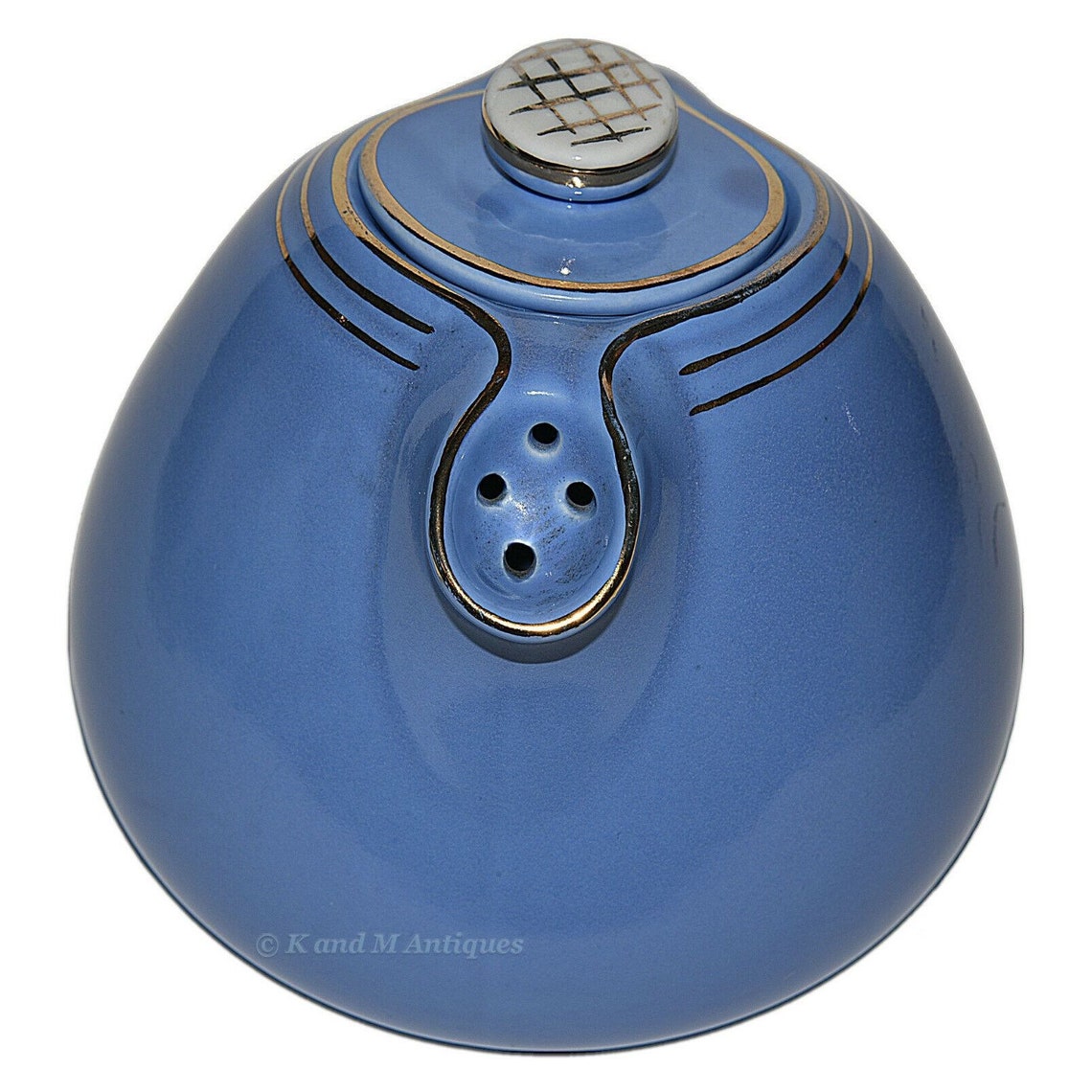 Hall China SANI GRID PERT Teapot Blue With Gold Cross Hatch Design - Etsy