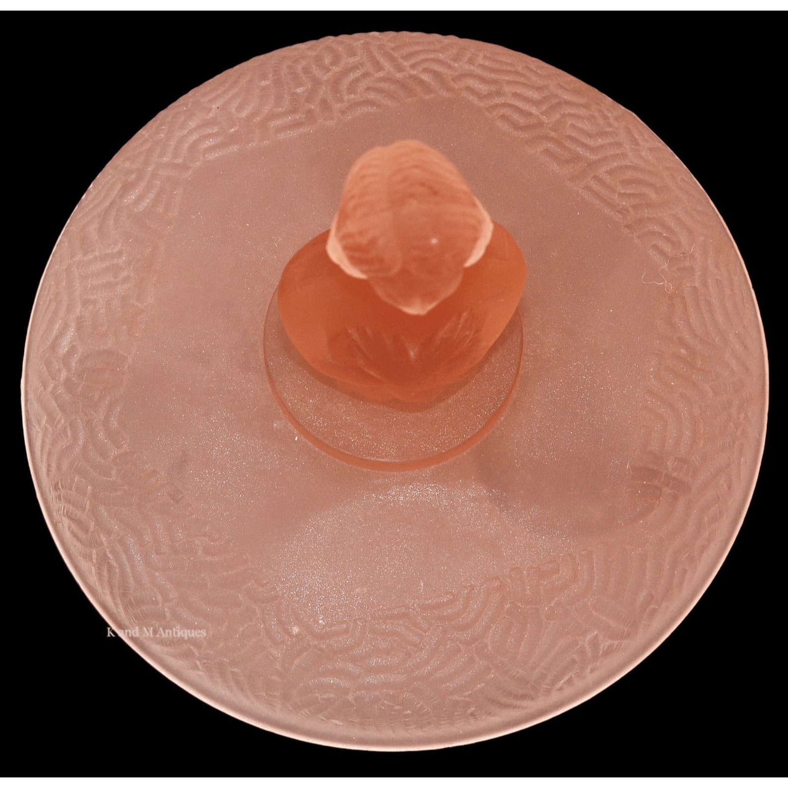 L.E. Smith Pink Satin Deco Gretchen Depression Era Powder Jar With ...
