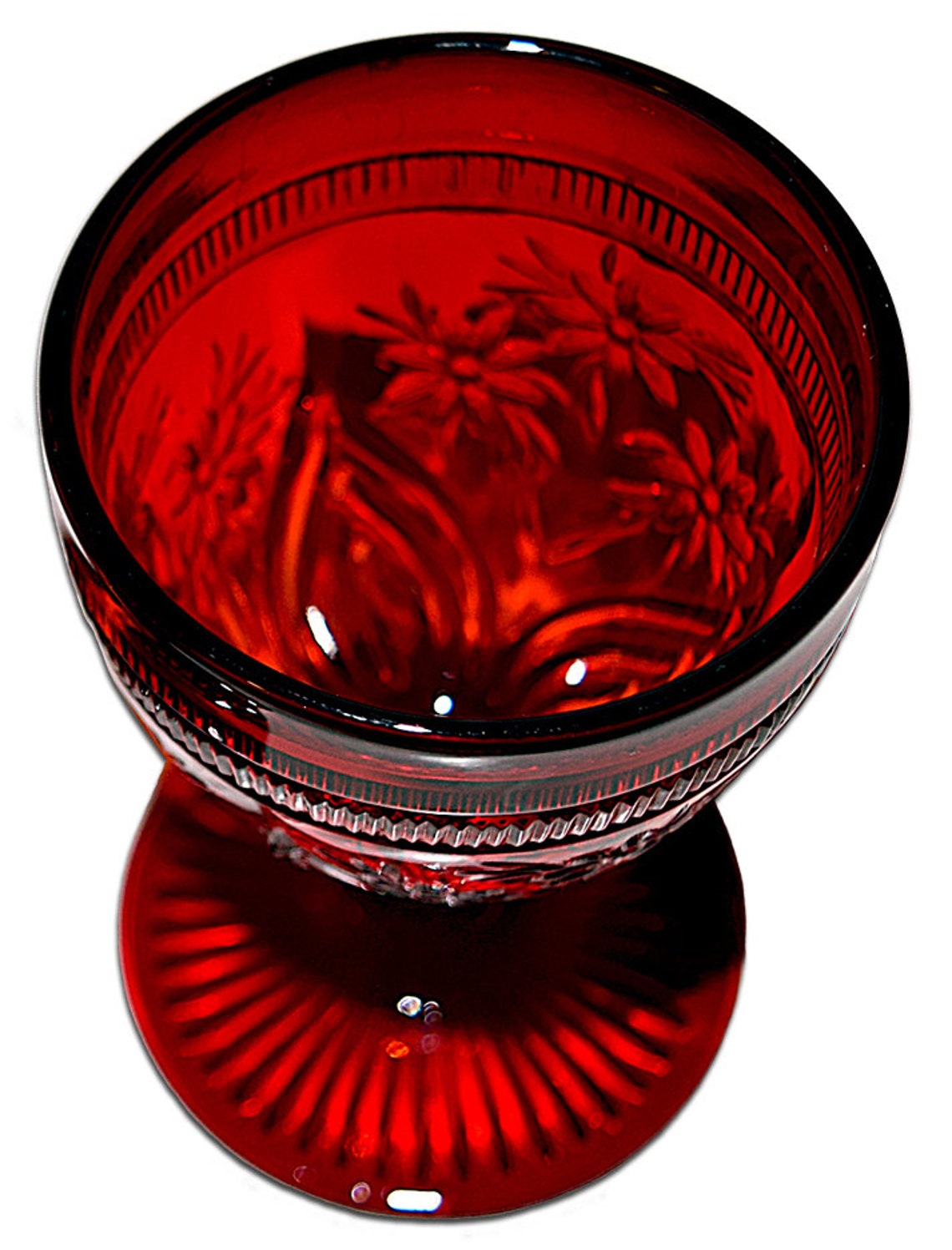 Fenton Flower Windows #1720 Ruby Wine Goblet - Etsy