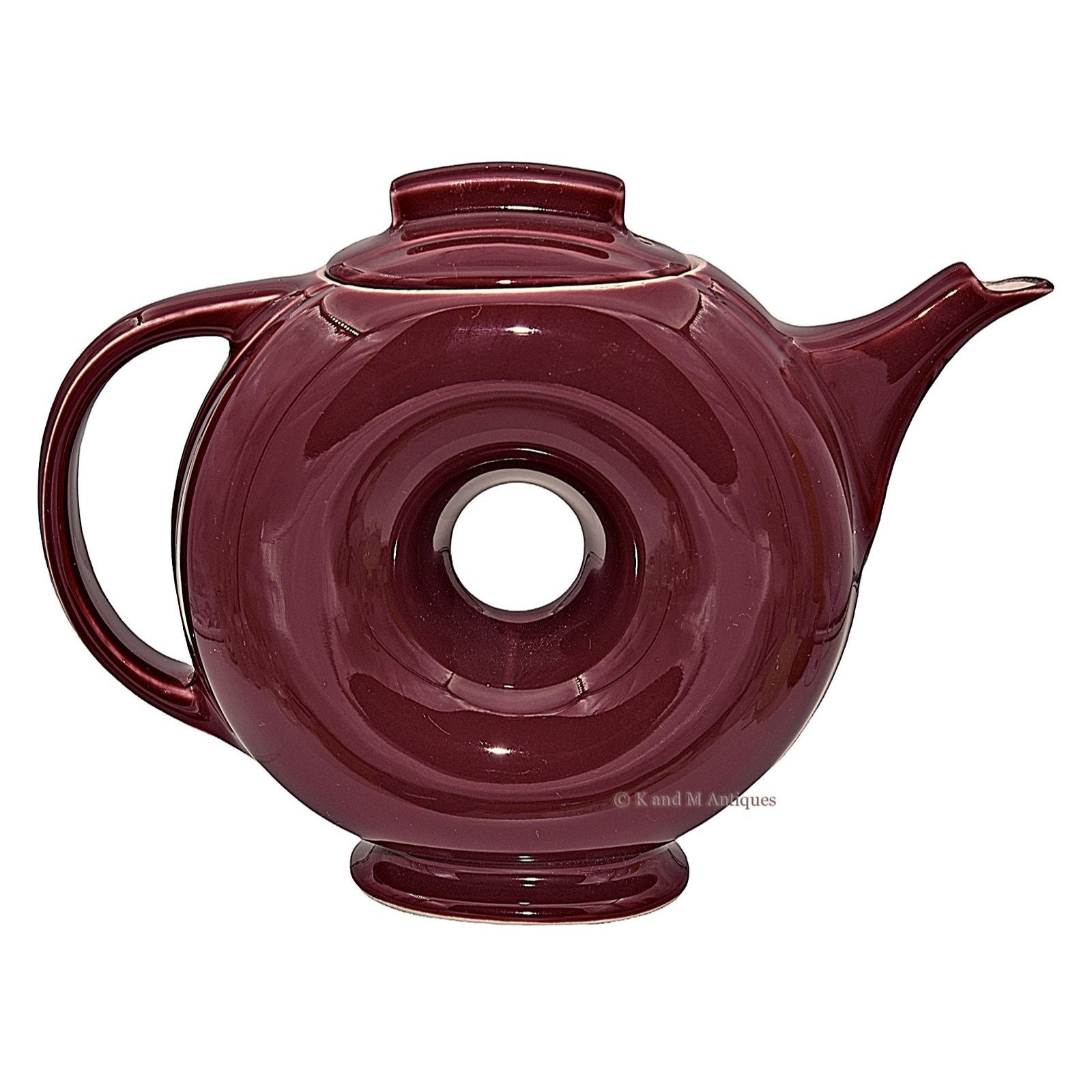 Hall China Vintage Maroon Donut Deco Teapot - Etsy