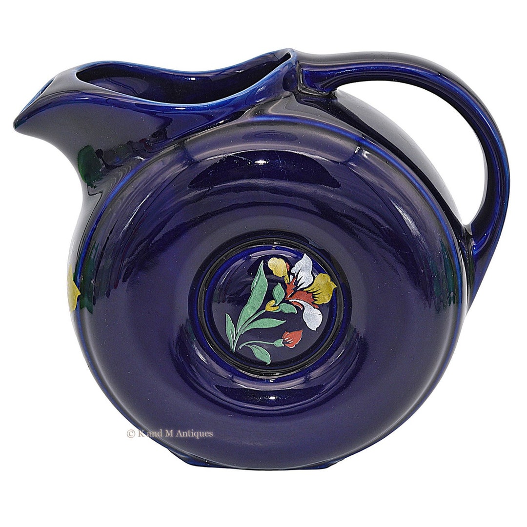 Hall China Blue Blossom Donut Jug / Pitcher - RARELY FOUND - Etsy
