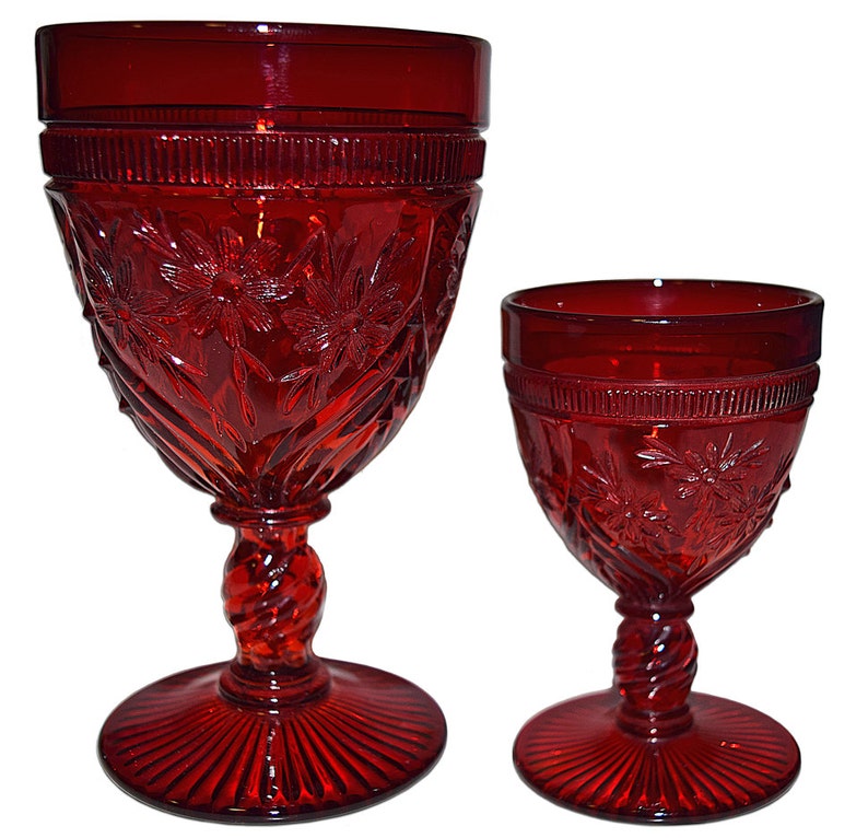 Fenton Flower Windows #1720 Ruby Wine Goblet - Etsy