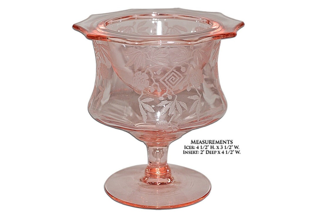 Cambridge Rosalie Pink Decagon #968 Cocktail / Seafood Icer With Insert ...
