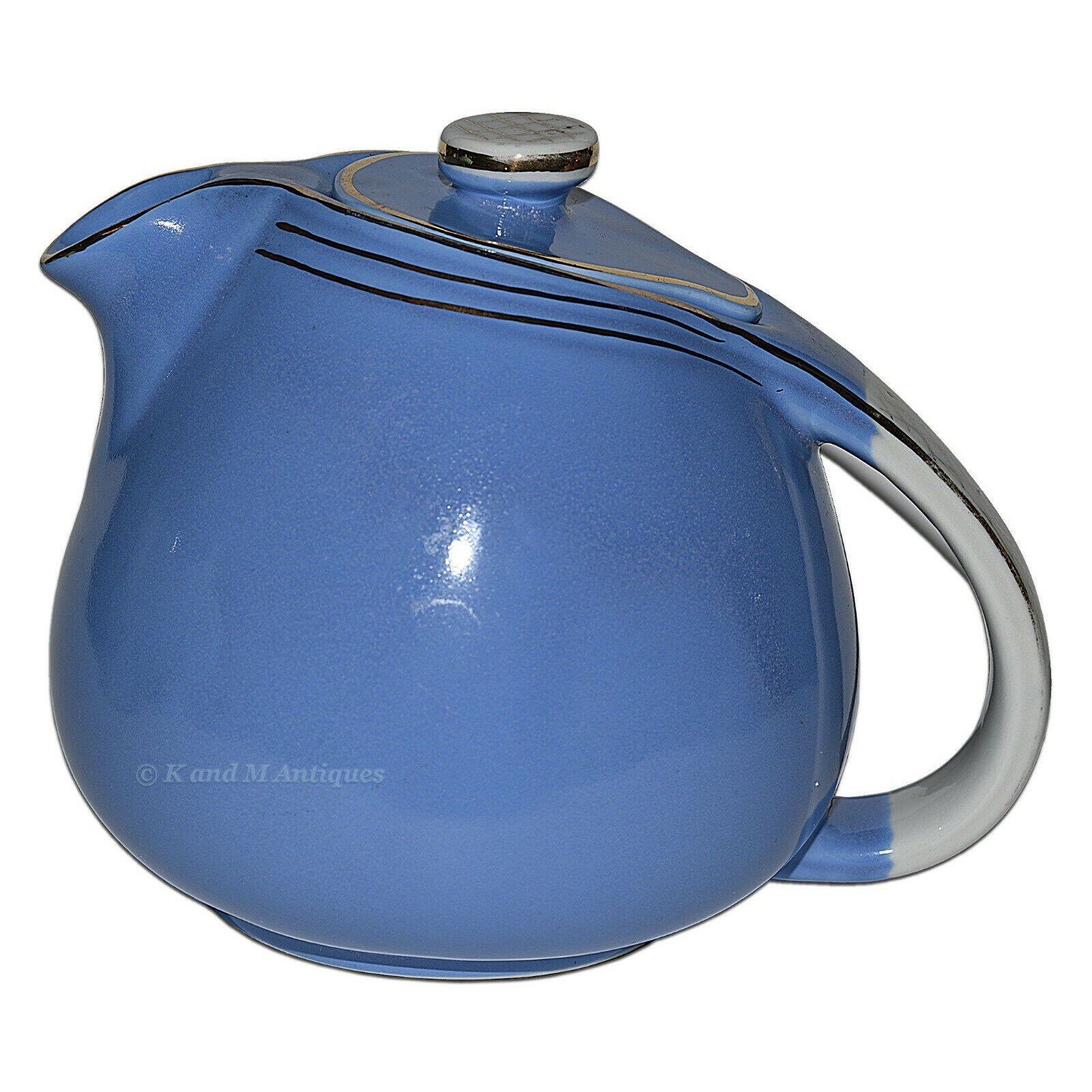 Hall China SANI GRID PERT Teapot Blue With Gold Cross Hatch Design - Etsy