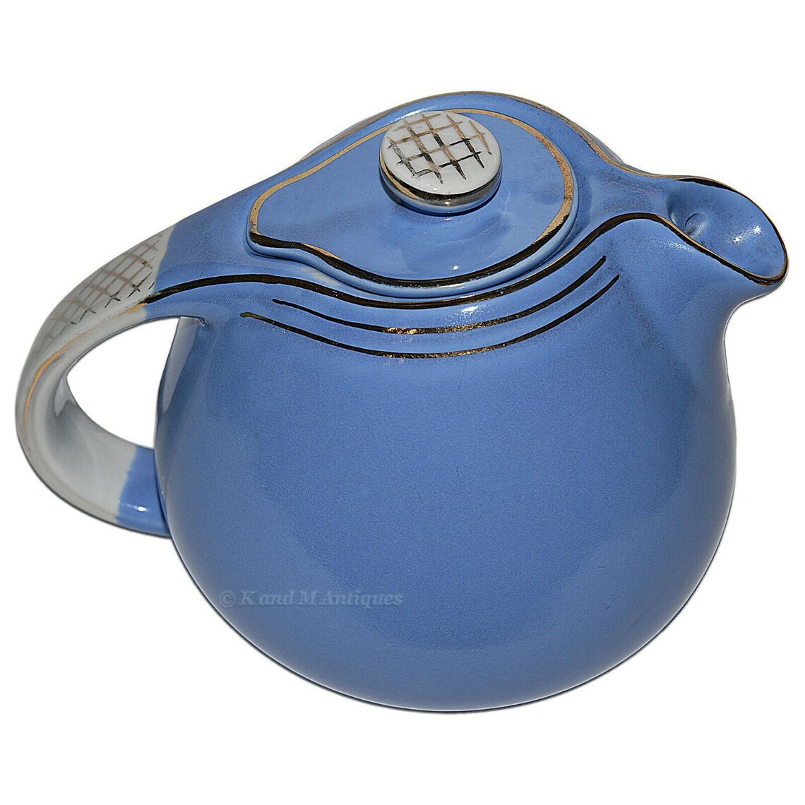 Hall China SANI GRID PERT Teapot Blue With Gold Cross Hatch Design - Etsy