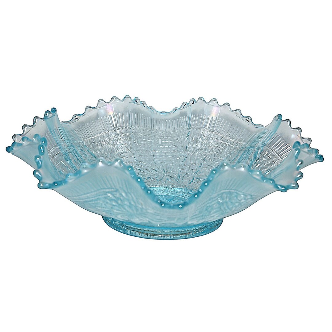 Northwood Embroidered Mums Pastel Ice Blue Crimped Bowl - Etsy