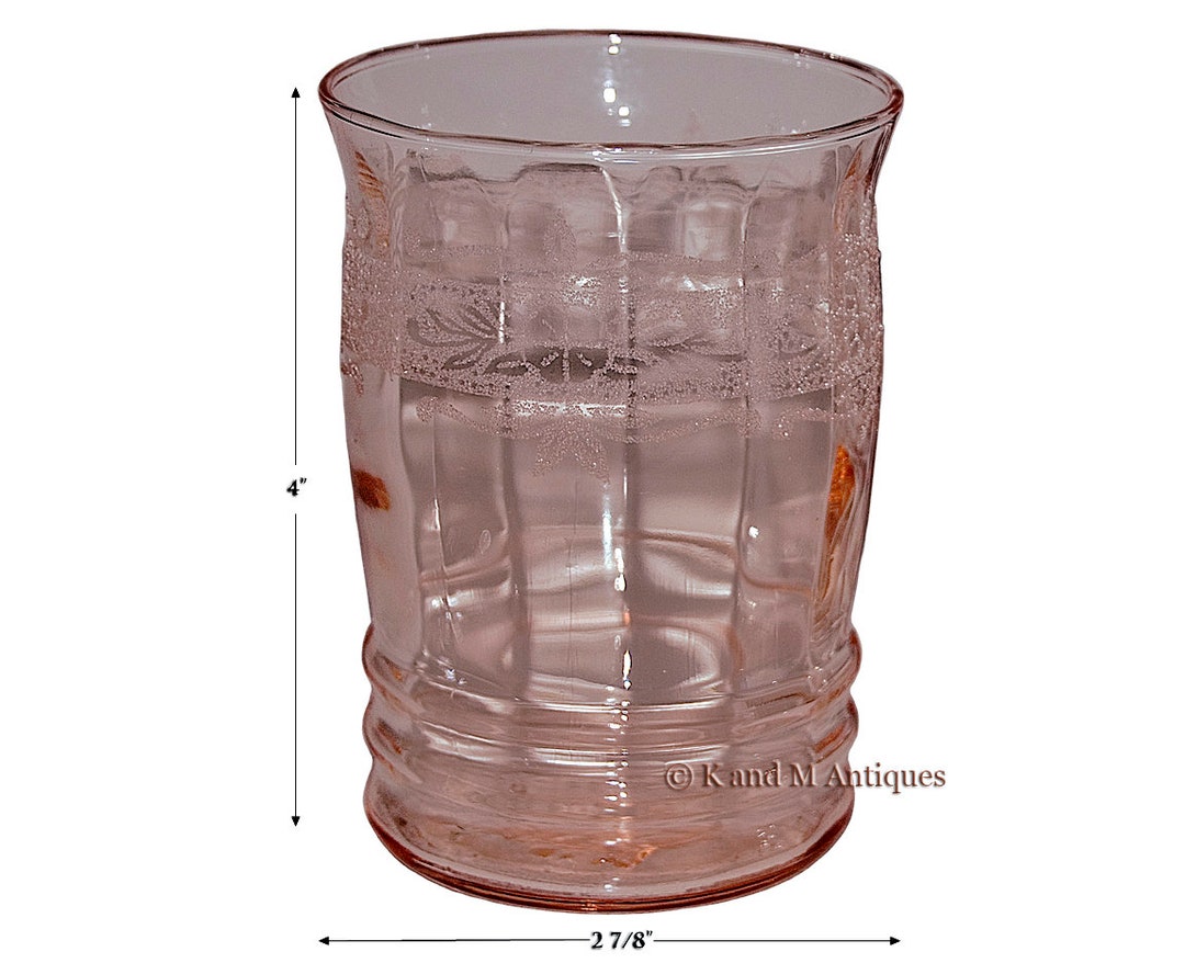 Macbeth Evans S-pattern Pink Silk Screen Etch RARE Tumbler - Etsy