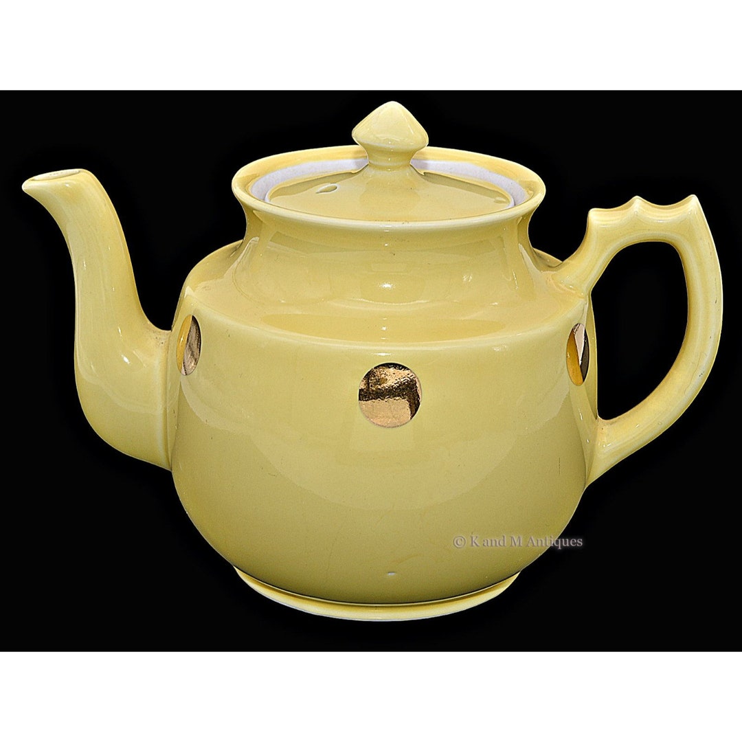 Hall China Ohio Teapot canary With Gold Dot - Elusive - Etsy