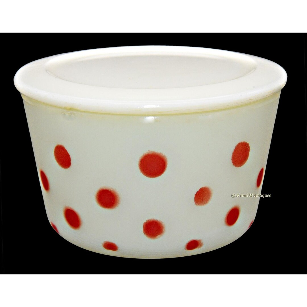 Mckee Red Dot on Custard Hard to Find Small Canister/ Round ...