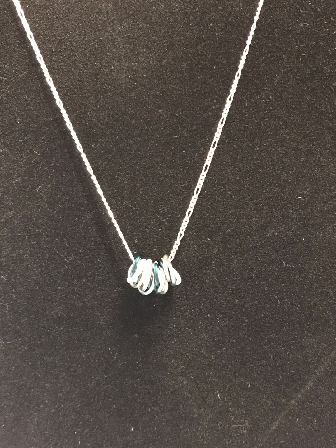 Teal Chain Maille Necklace: Enameled Copper Rings, Sterling Silver ...